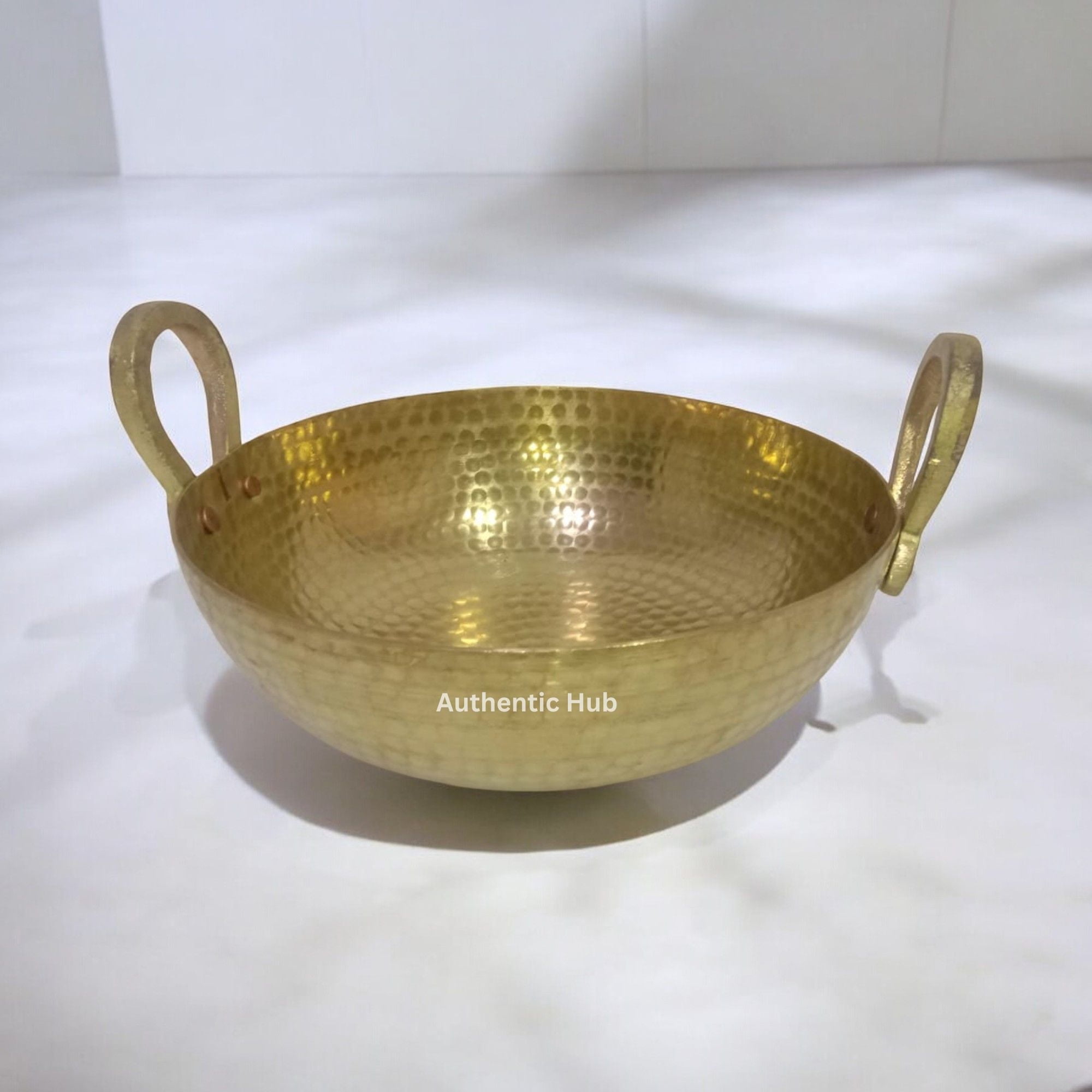 Traditional Cooking Pot, 10 Inch Wok, Brass Kadhai, Indian Kadai with ...