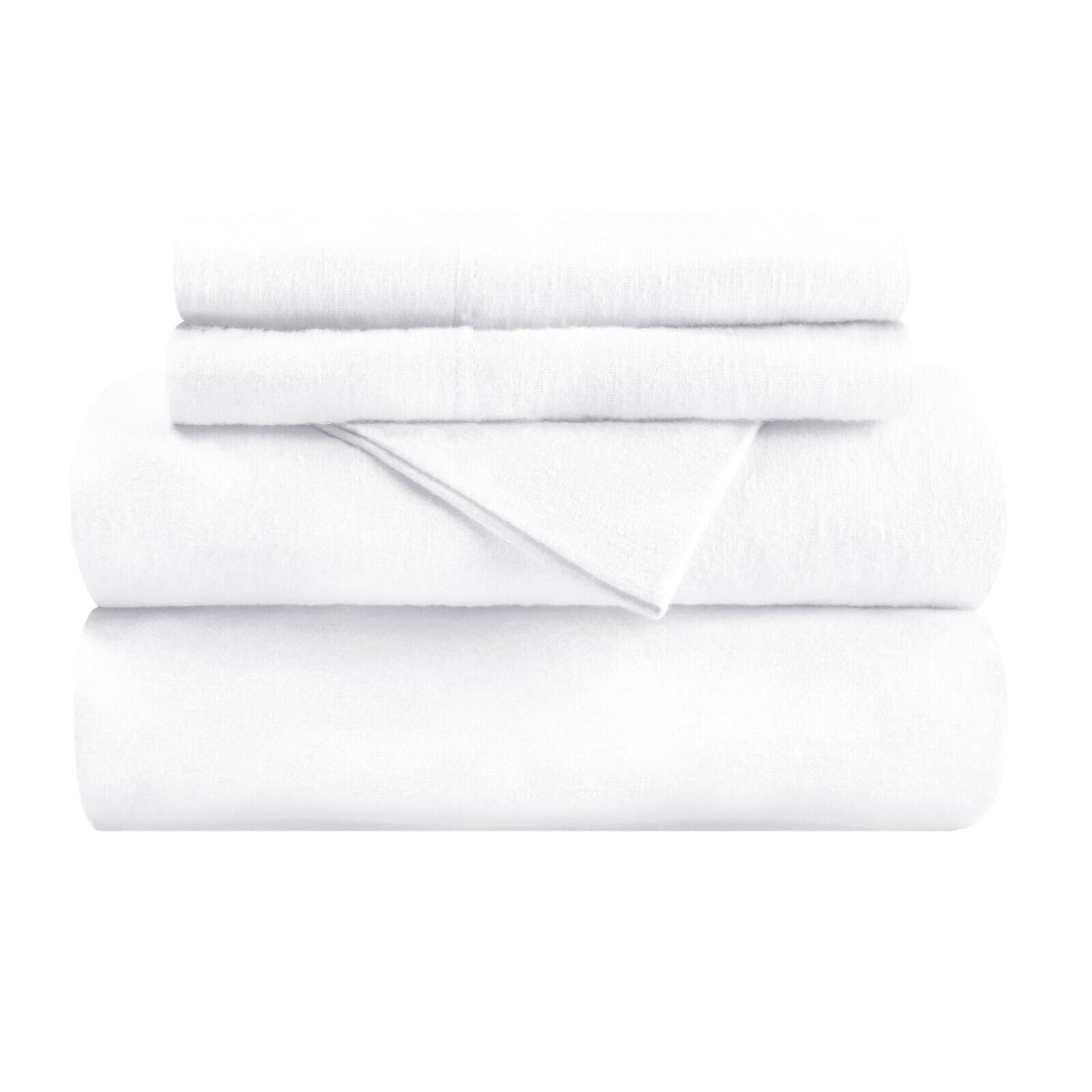 Traditional Cotton Flannel Bed Sheet Deep Pocket Solid Flat Fitted ...