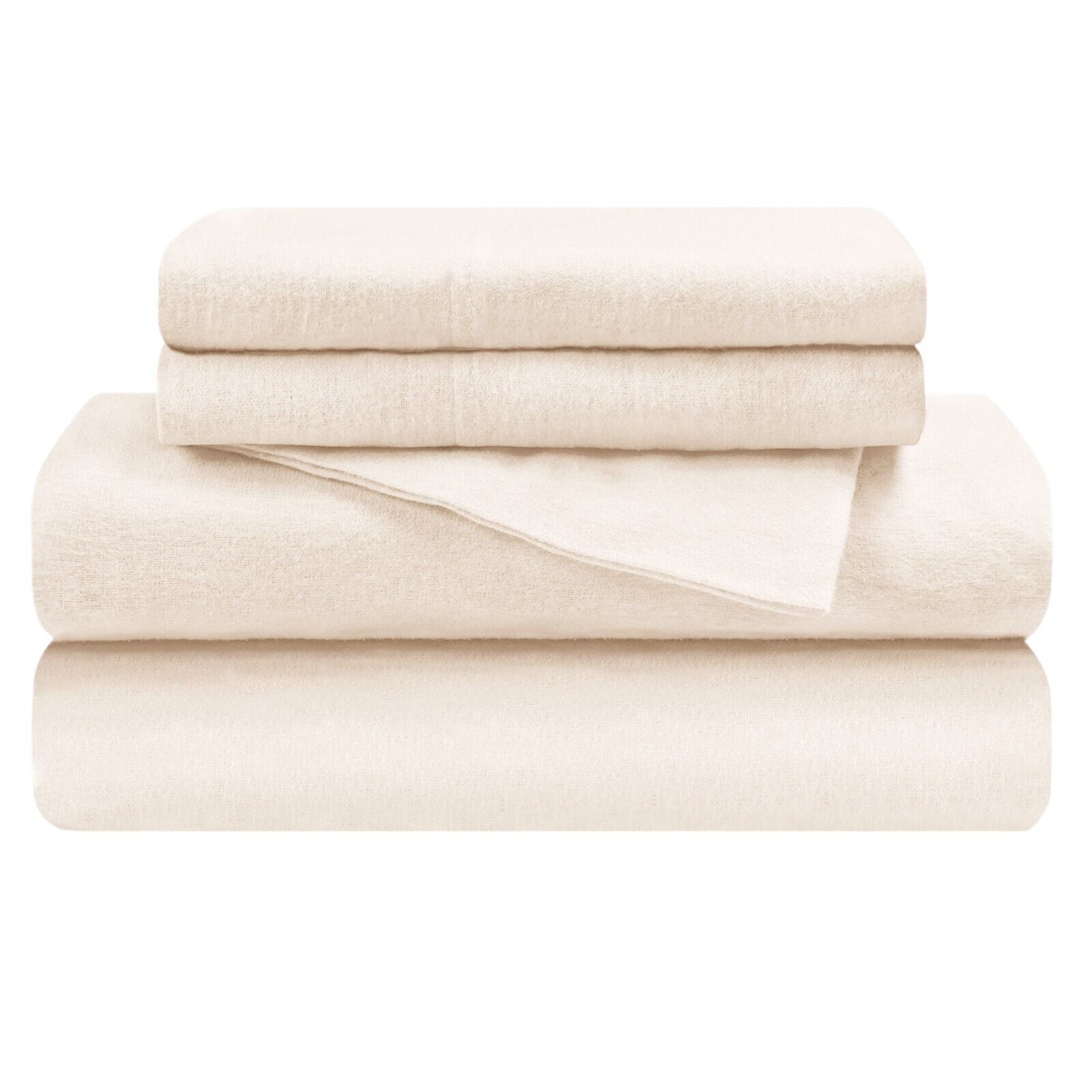 Traditional Cotton Flannel Bed Sheet Deep Pocket Solid Flat Fitted ...