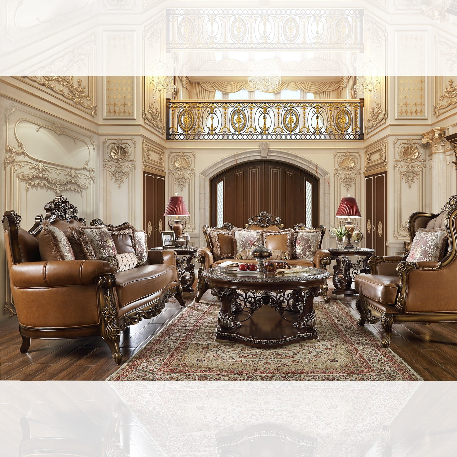 Traditional Custom Mohawk Finish Leather 3Pcs Sofa Set By Homey Design ...