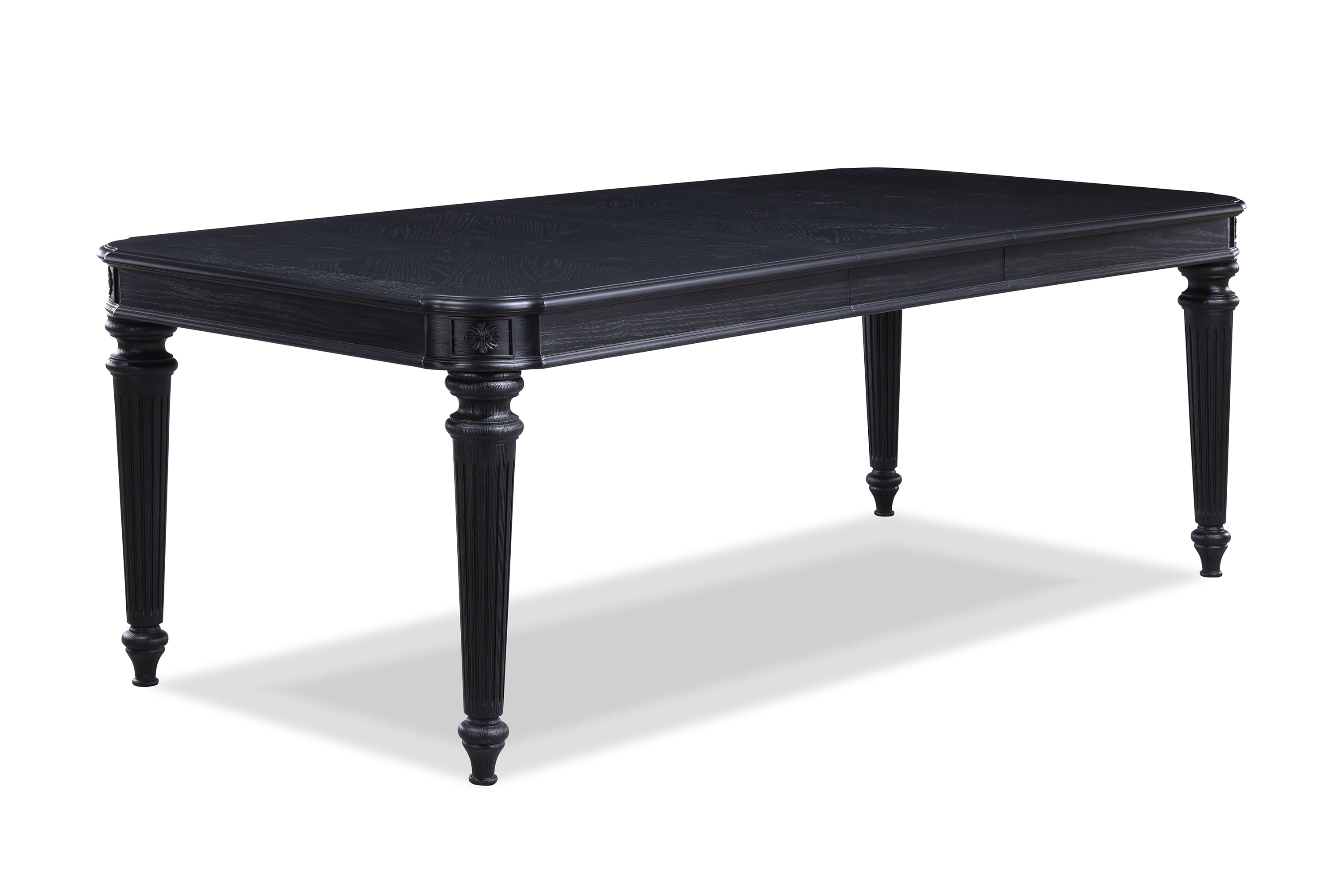 Traditional Dark Brown Wood Dining Table - 90" Ext. Leaf, Carved Legs ...