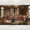 Traditional Dark Oak & Floral Chenille 3Pcs Sofa Set By Homey Design HD ...