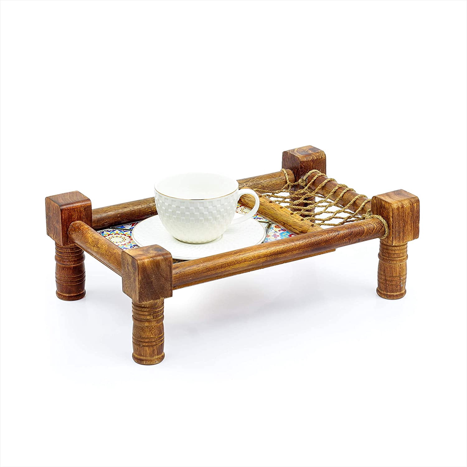 Traditional Decorative Asian Cot Tray for Snacks & Drinks | North ...