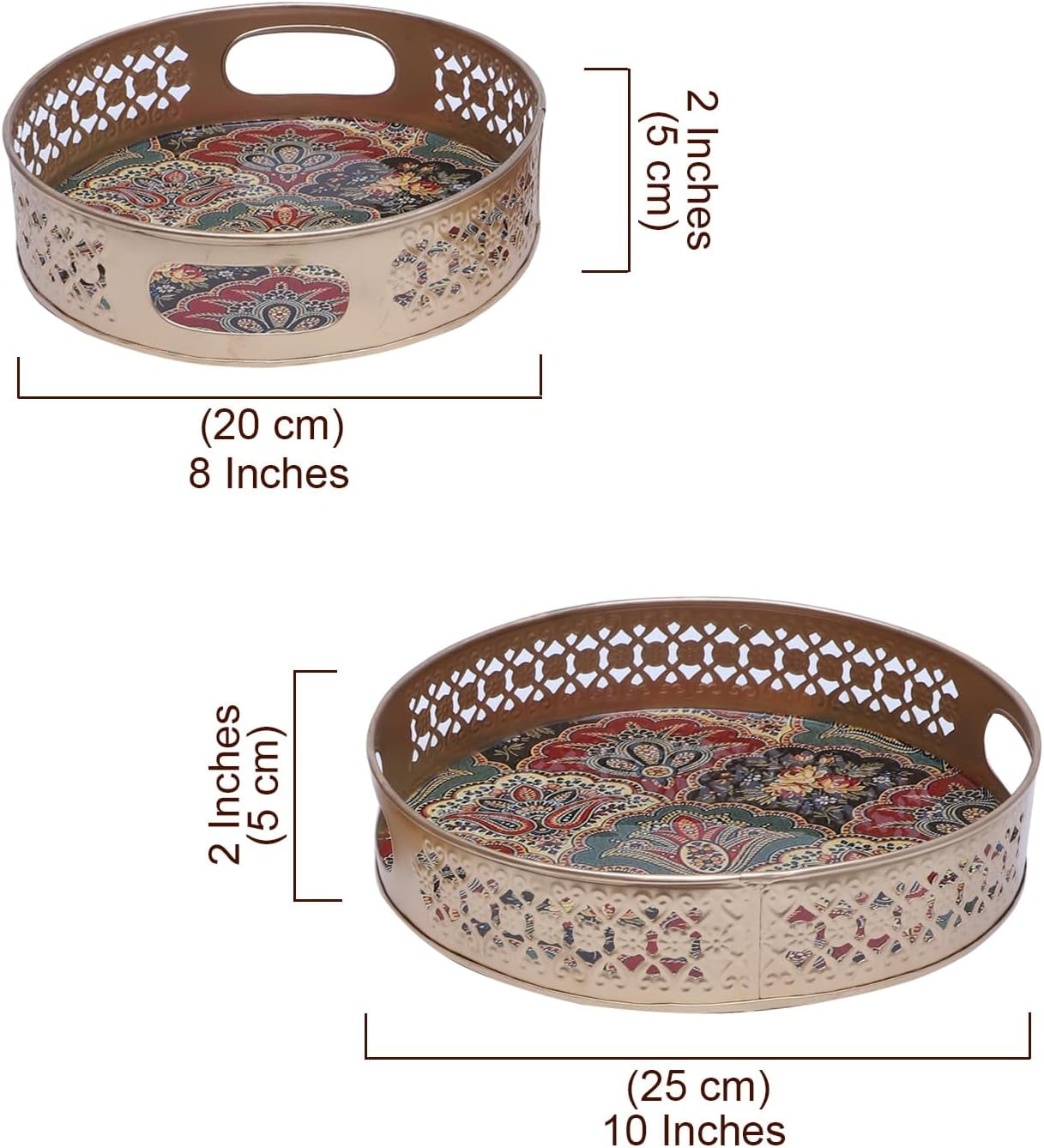 Traditional Design Serving Trays Set (8 Inches & 10 Inches), Serving ...