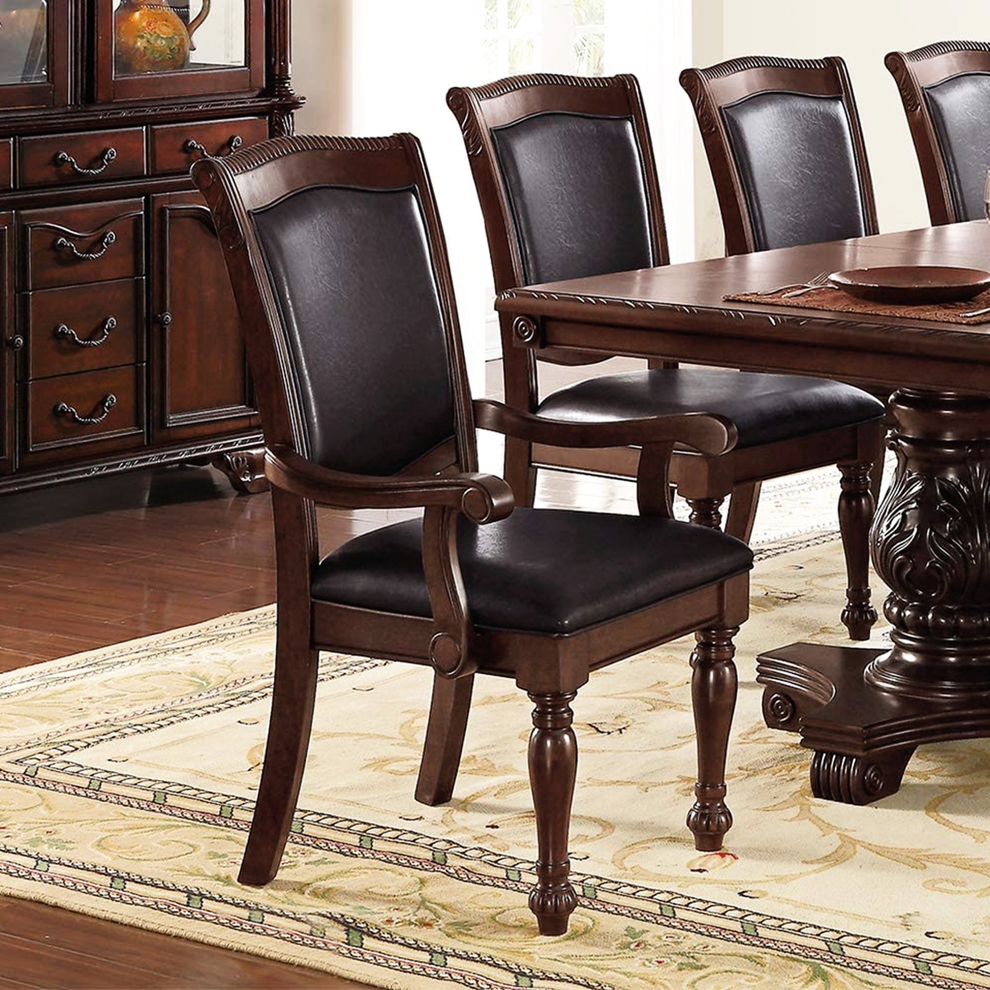 Traditional Dining Room Arm Chairs Of 2, , Padded Seat 2 For Formal ...