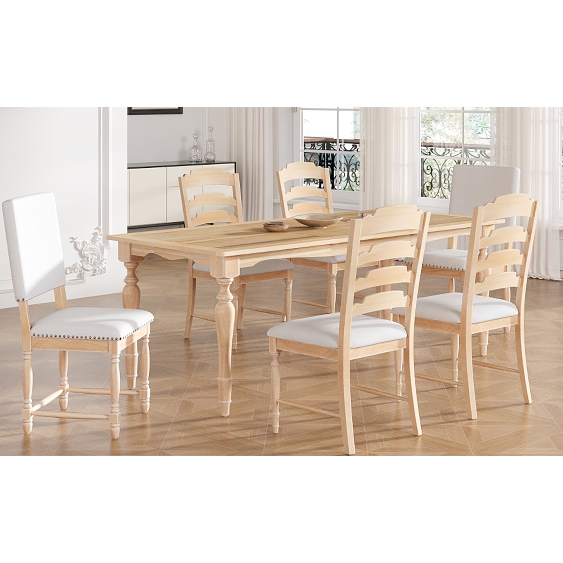 Traditional Dining With Solid Wood Table. Vintage Look, Removable Leaf ...