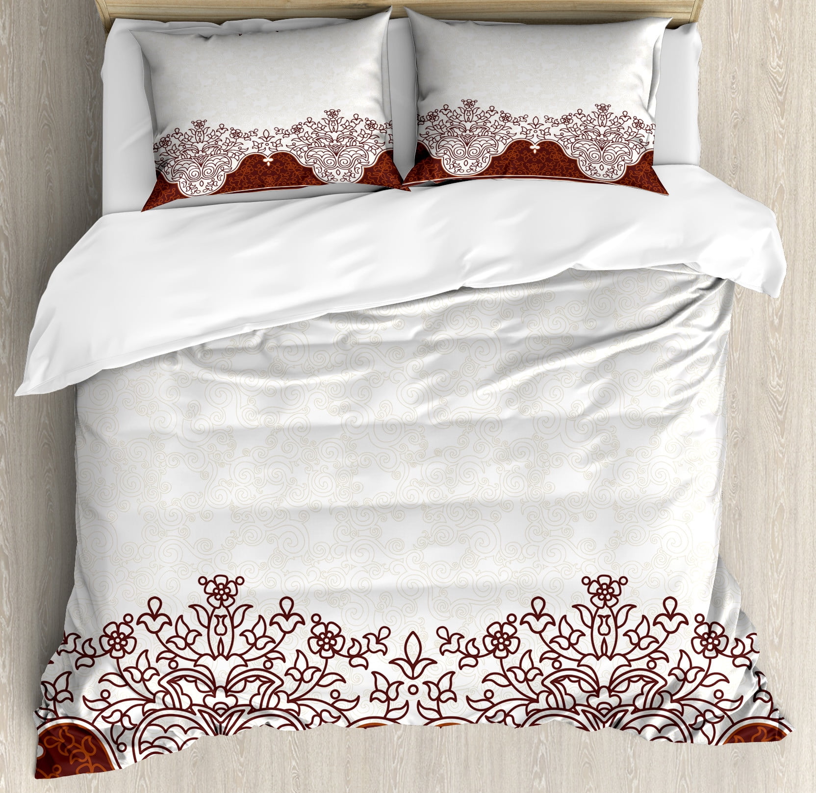 Traditional Duvet Cover Set, Ornate Old Iranian Classical Frieze Curved ...