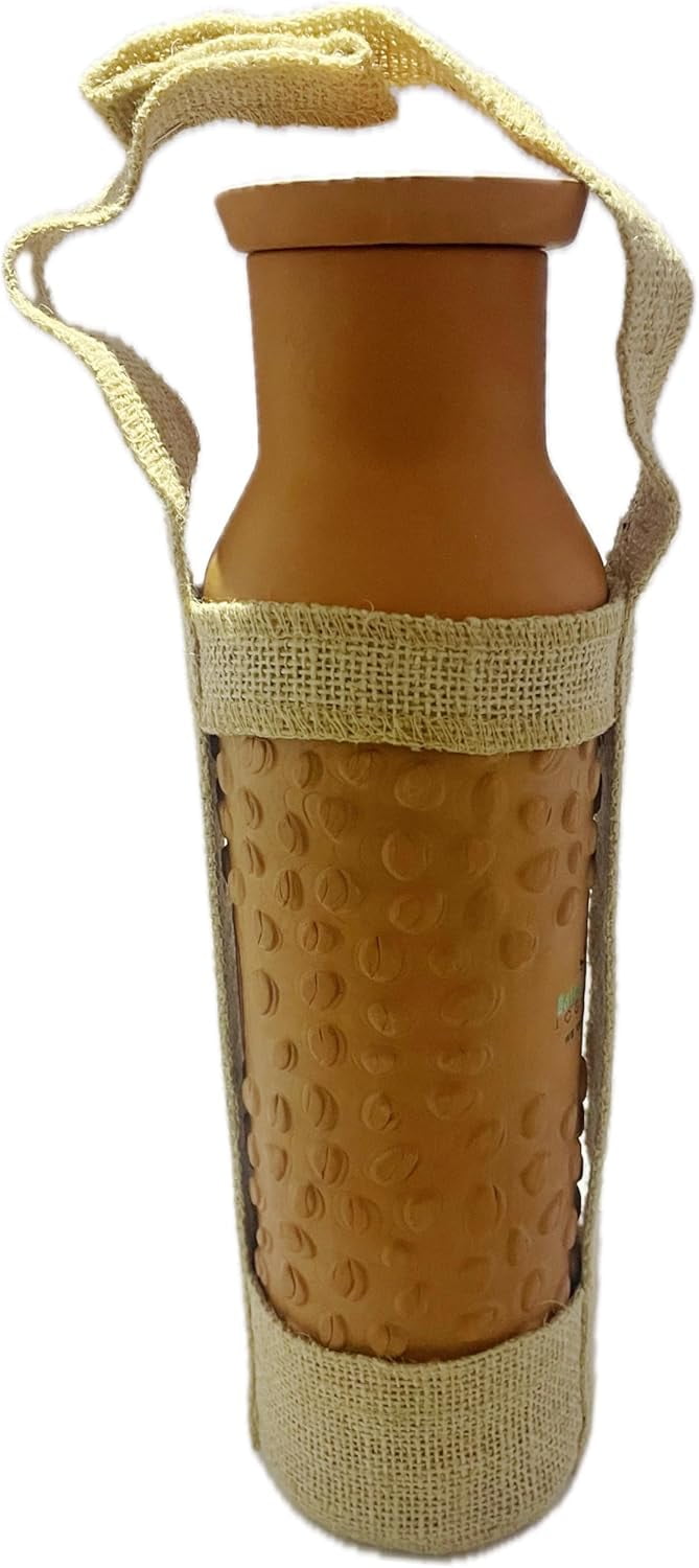 Traditional Earthenware Terracotta Water Bottle (1 Liter) with Vacuum ...