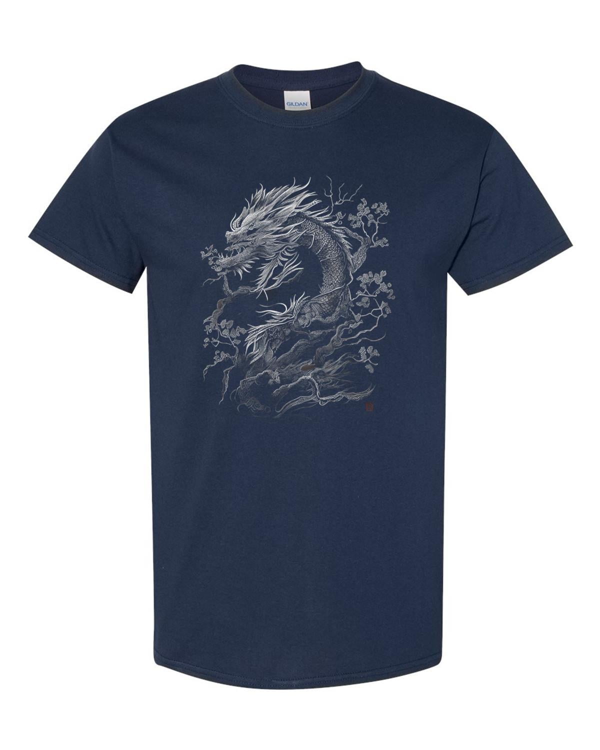 Traditional Eastern Dragon Graphic With Bold Ink Tattoo Style T-Shirt ...