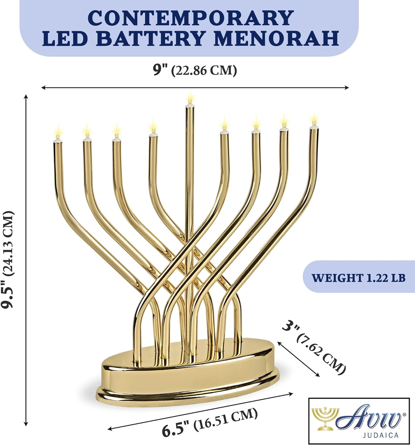 Traditional Electric Menorah Low Voltage Hanukkiah with LED Bulbs ...