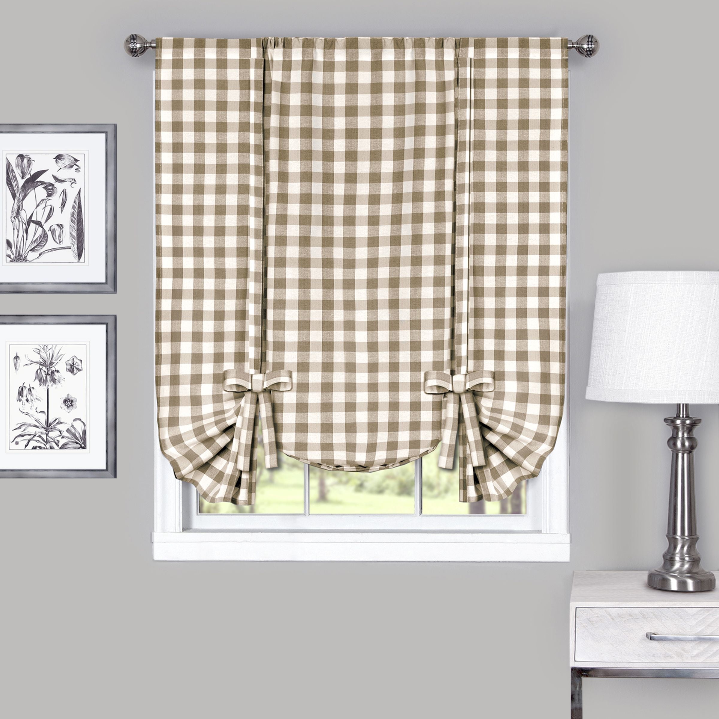 Traditional Elegance Buffalo Check Window Curtain Tie Up Shade - 42x63 ...