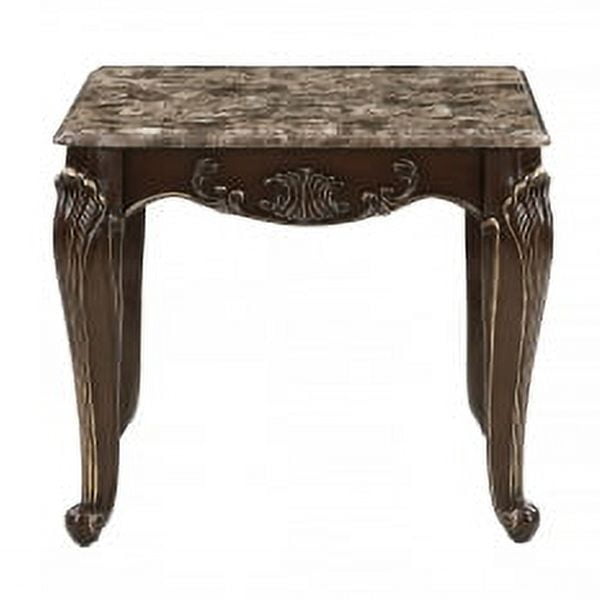 Traditional End Table with Marble Top and Cherry Finish - Walmart.com