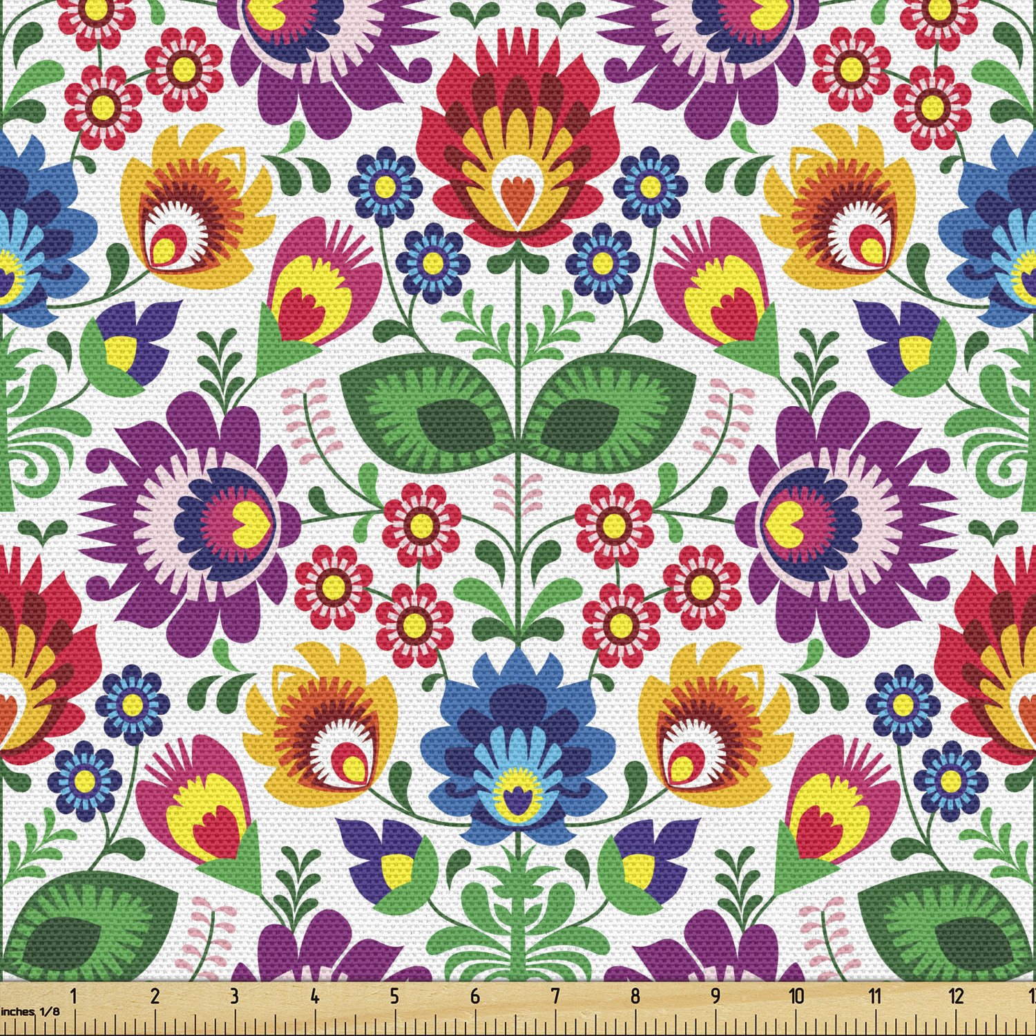 Ambesonne Traditional Fabric by the Yard Upholstery, Polish Flora, 1 ...