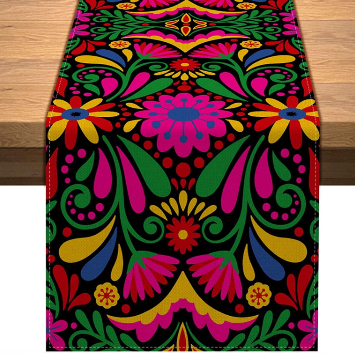 Traditional Floral Fiesta Mexican Texture Path Table Runner ...