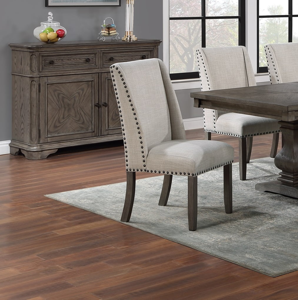 Traditional Formal 2Pc Side Chairs Upholstered Wingback Design Oak ...