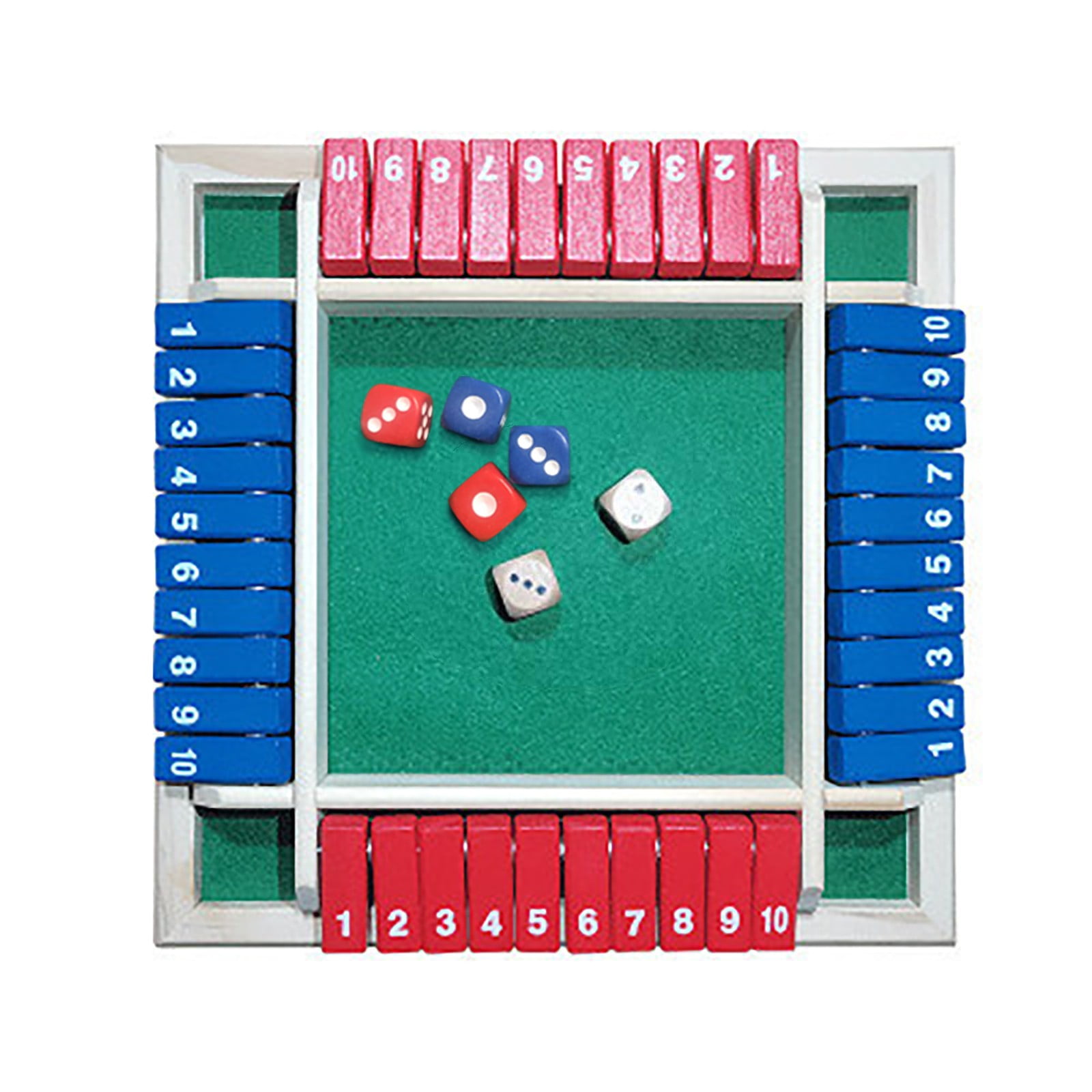 Traditional Four Sided Wooden 10 Number Pub Bar Board Dice Game Box ...