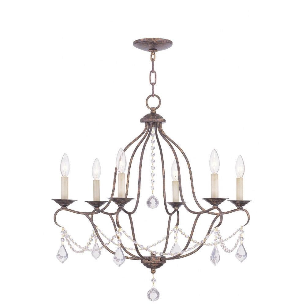 Traditional French Country Six Light Chandelier-Hand Applied Venetian ...