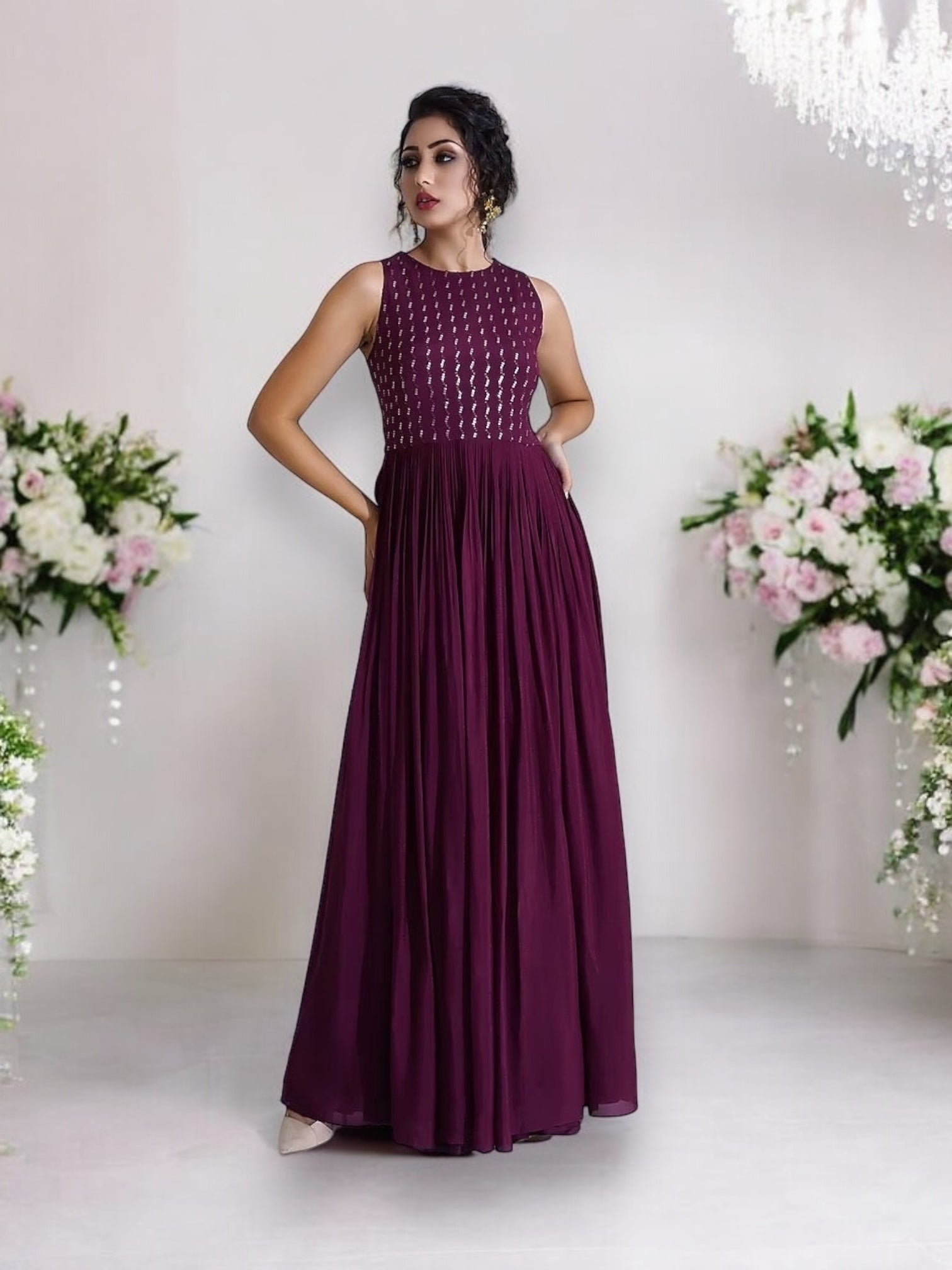Traditional Georgette Party Wear Gown-Ethnic Wear for Women - Walmart.com