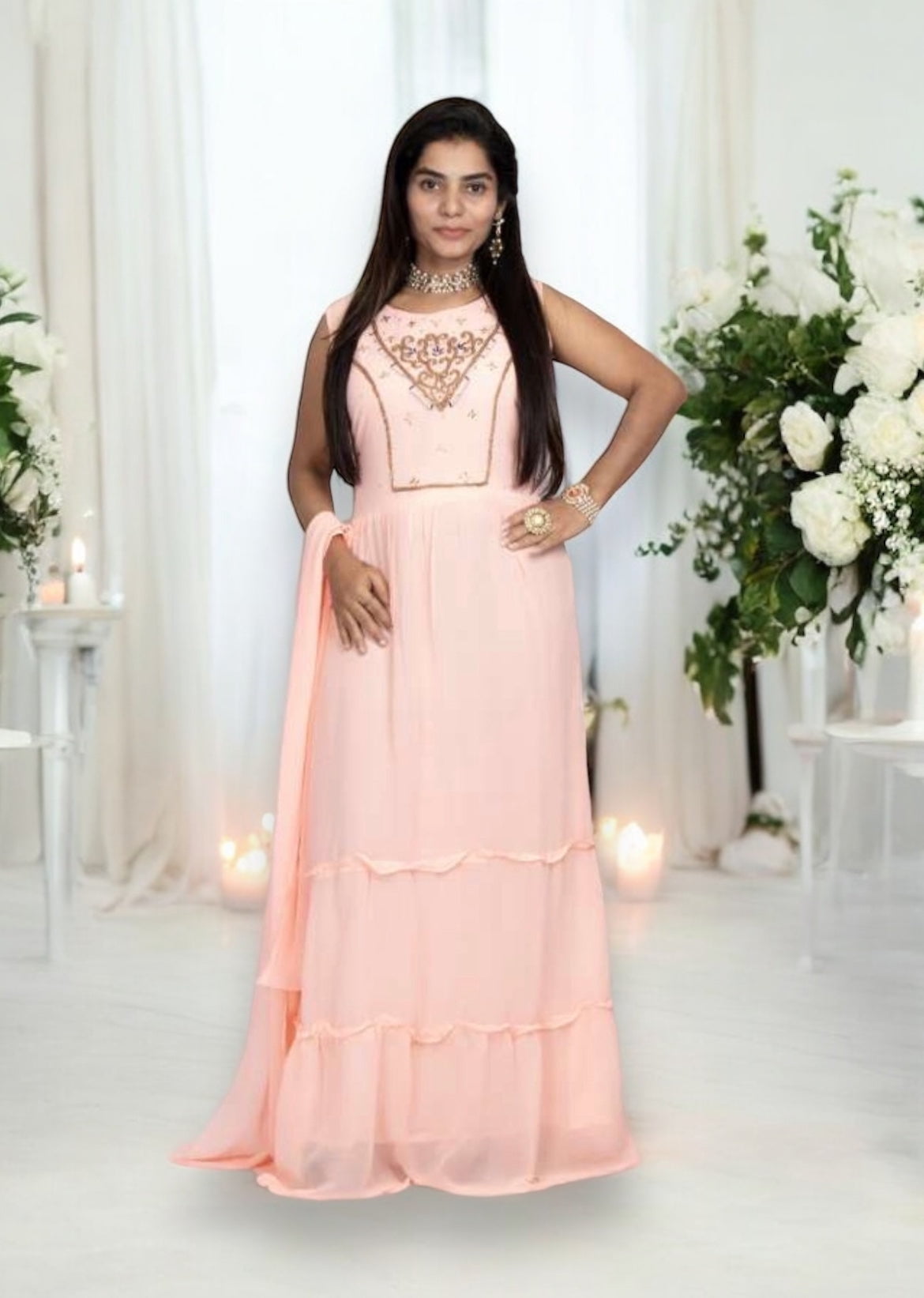 Traditional Georgette Stone Work Long Gown - Elegant and Affordable -01 ...