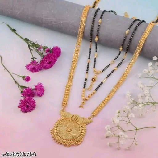 Traditional Gold-Plated Bridal Mangalsutra Set with Earrings Indian ...