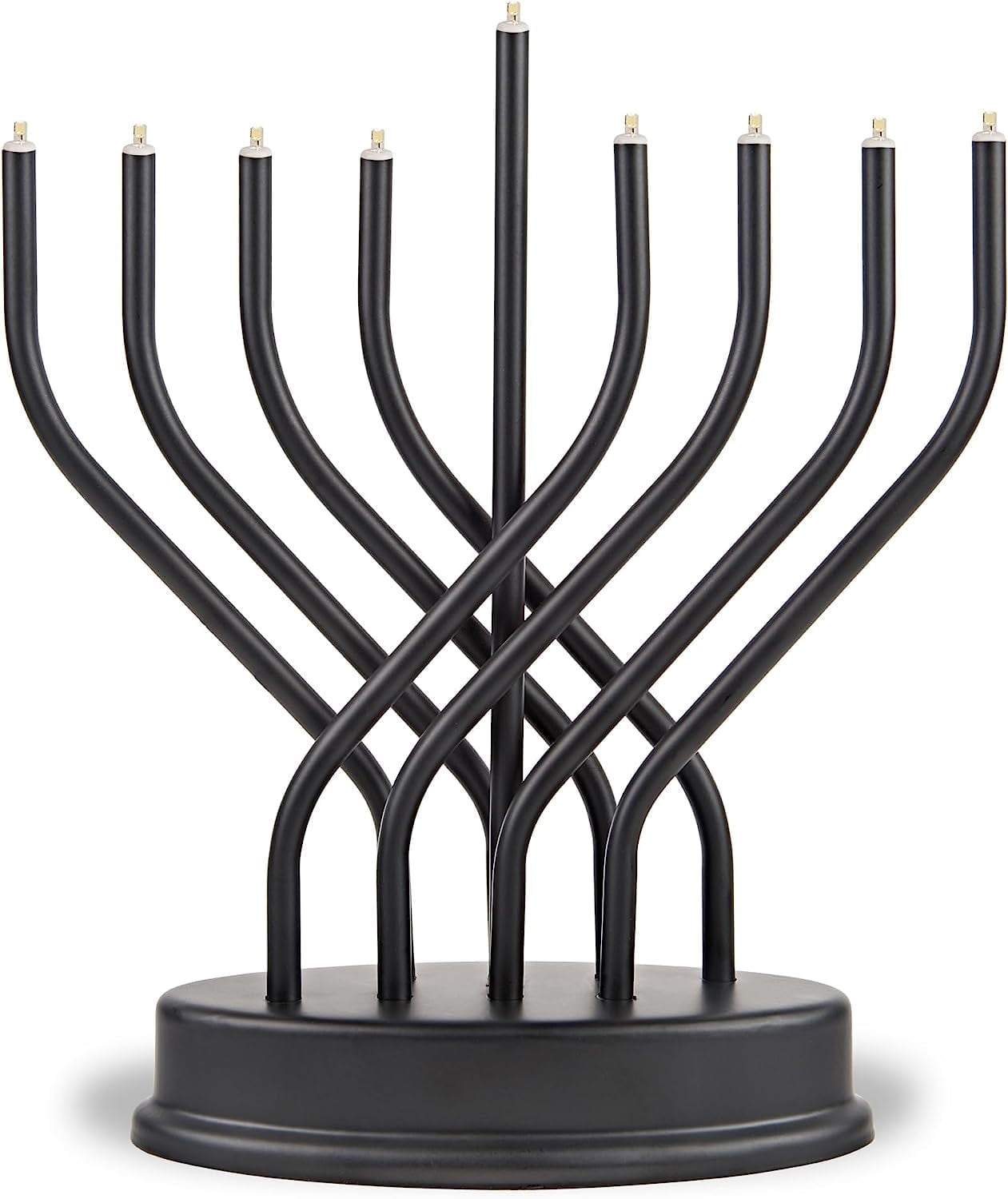 Aviv Judaica Battery Operated Matte Black LED Electric Menorah ...