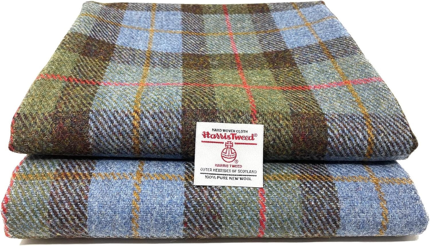 Traditional Harris Tweed Blue and Green MacLeod Tartan Pure Wool Woven ...
