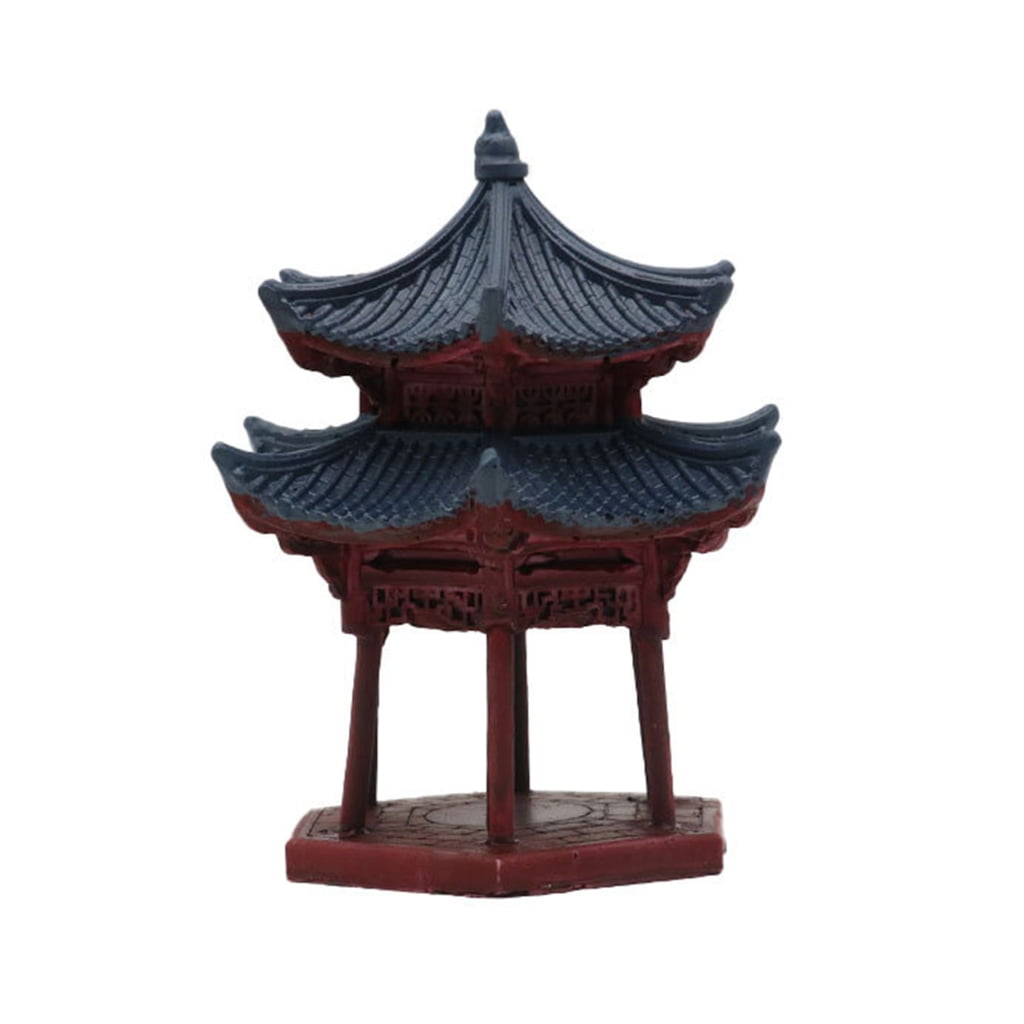 Traditional Hexagon Pavilion Fishtanks Decors Double Tiered Resin Craft ...