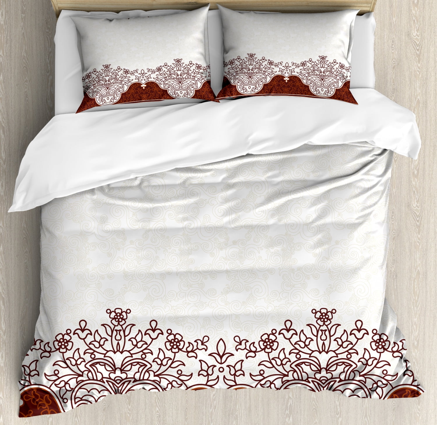Traditional Duvet Cover Set, Ornate Old Iranian Classical Frieze Curved ...