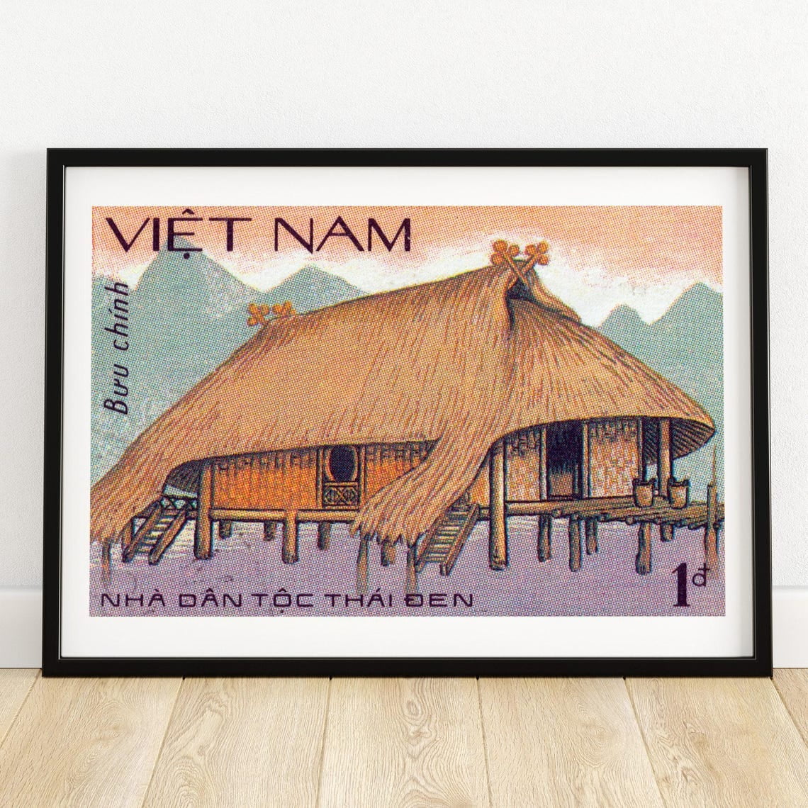 Traditional House - Vietnam - Postage Stamp Print - Aesthetic Wall Art ...