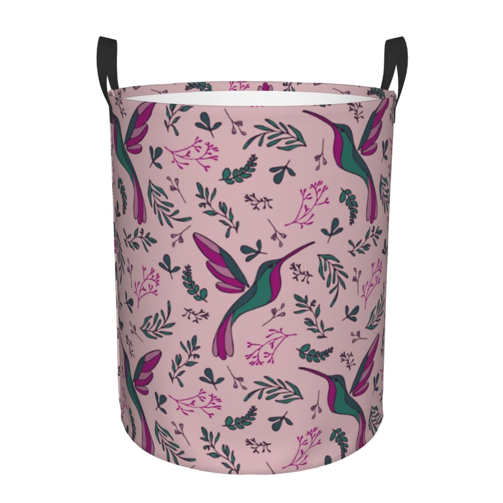 Traditional Hummingbird Print Laundry Basket with Handles ...