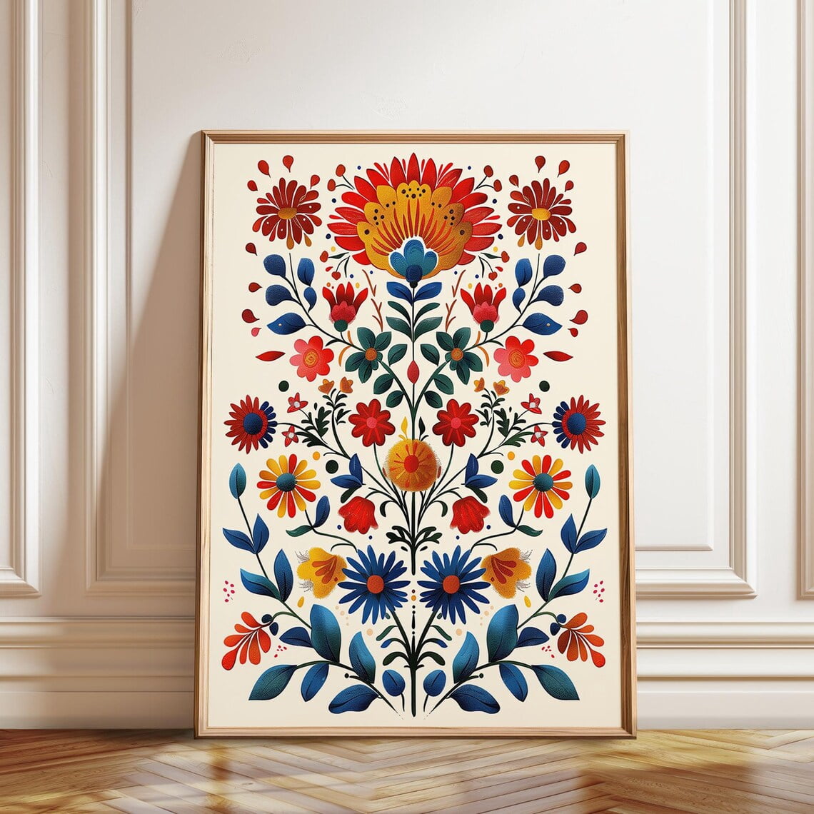 Traditional Indian Folk Art Style Wall Decor - Floral Symphony Poster ...
