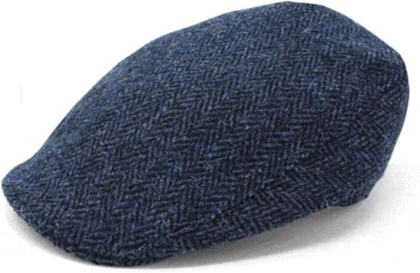 Blue Herringbone Donegal Touring Cap Tweed, Slim Fit, Curved Peak, 100% ...