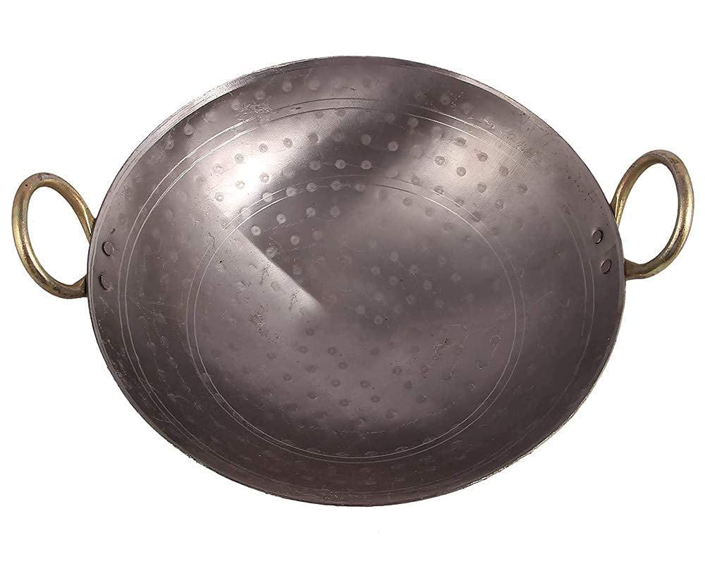 Traditional Iron deep Kadai/Frying Pan for Cooking, Iron Fry Kadhai/Pan ...