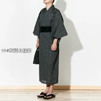 Traditional Japan Kimono Yukata Mens 95% Cotton Dressing Gown Male Lounge Robes with Belt Plus ...