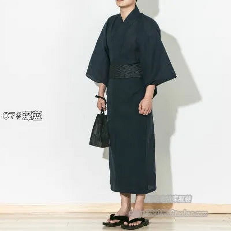 Traditional Japan Kimono Yukata Mens 95% Cotton Dressing Gown Male Lounge Robes with Belt Plus ...