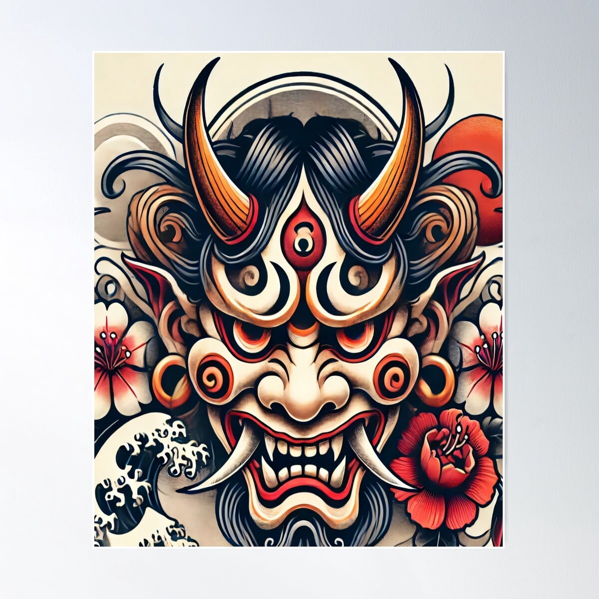 Traditional Japanese Irezumi Hannya Tattoo Design Poster Wall Art ...