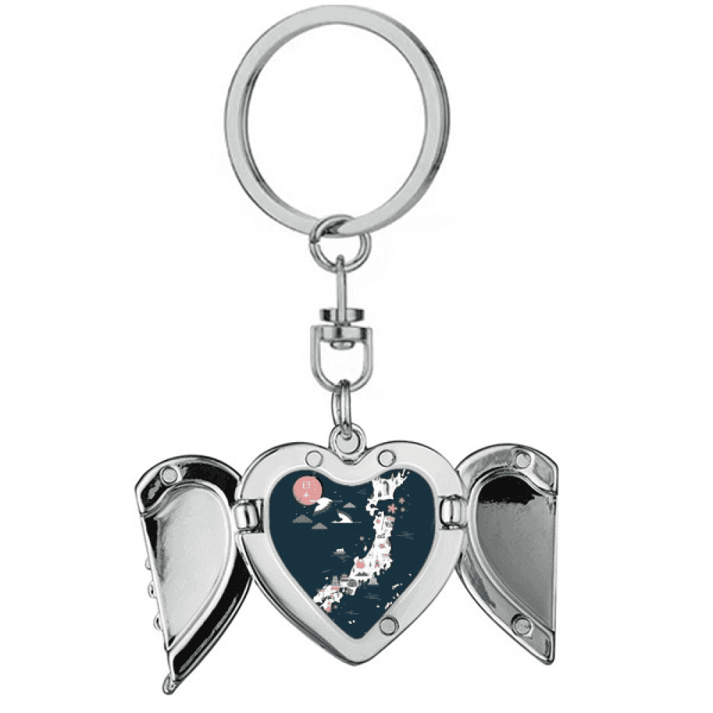 Traditional Japanese Local Special Map Heart Angel Wing Key Chain ...