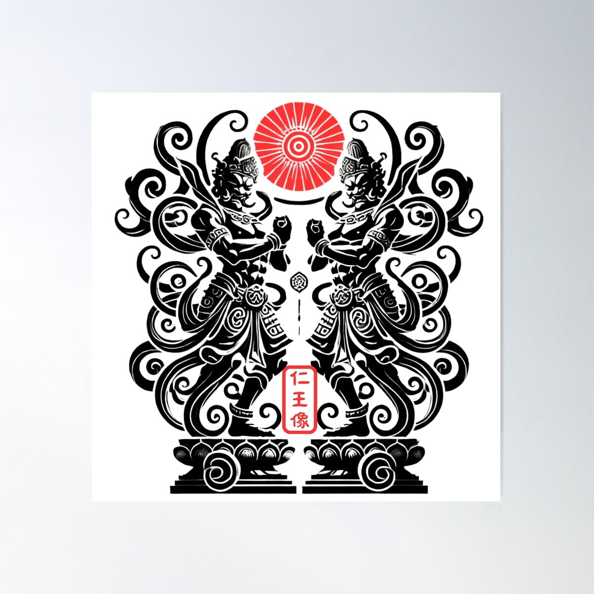 Traditional Japanese Nio Guardian Statues With Buddhist Art Poster Wall ...