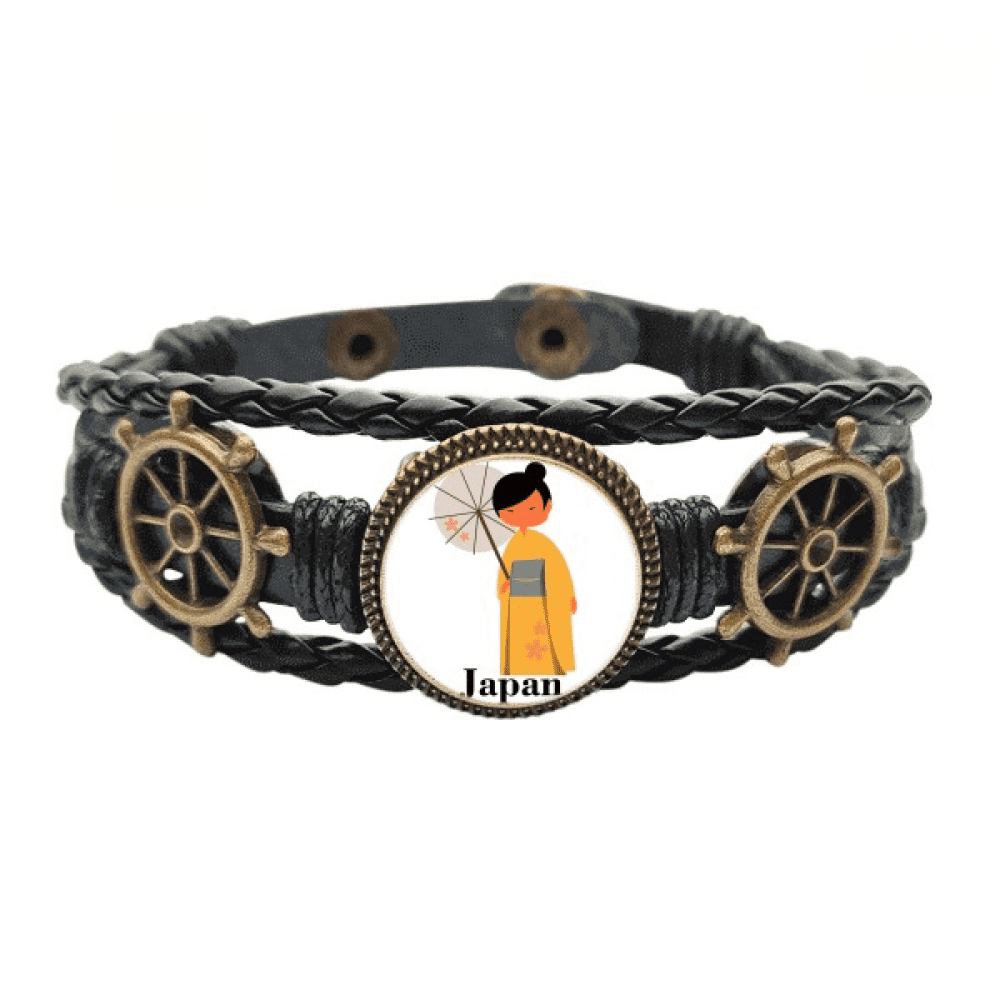 Traditional Japanese Women Dress Code Leather Braided Ocean Bracelet ...