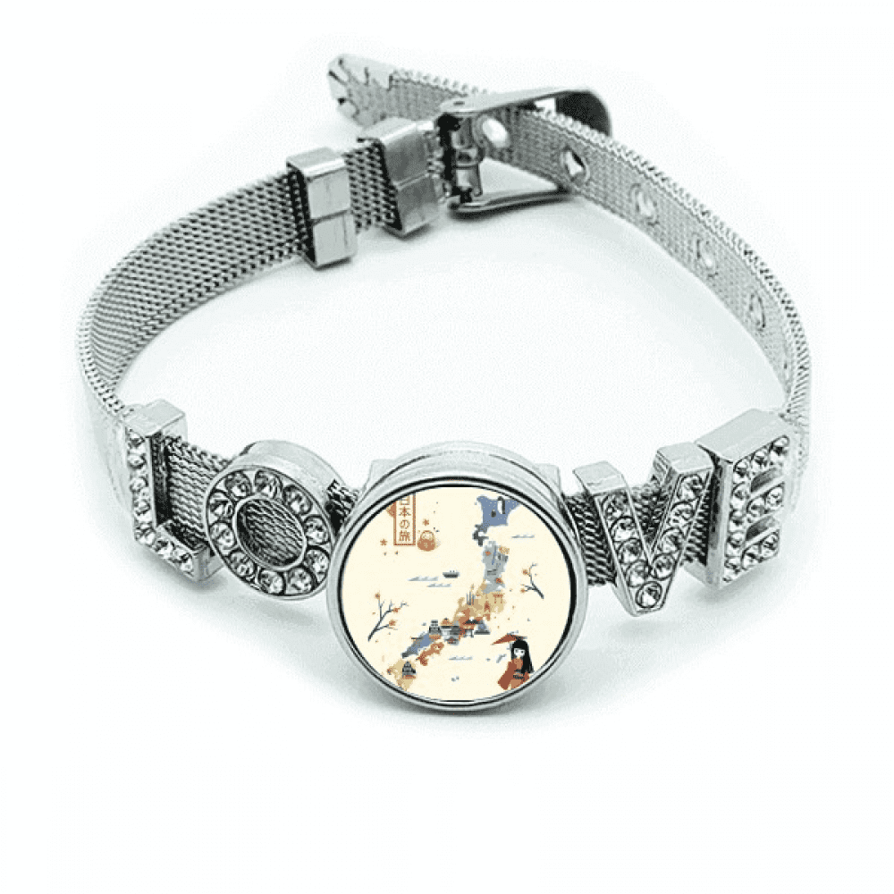 Traditional Japanese local cultural Map Bracelet Wristband Crystal Love ...