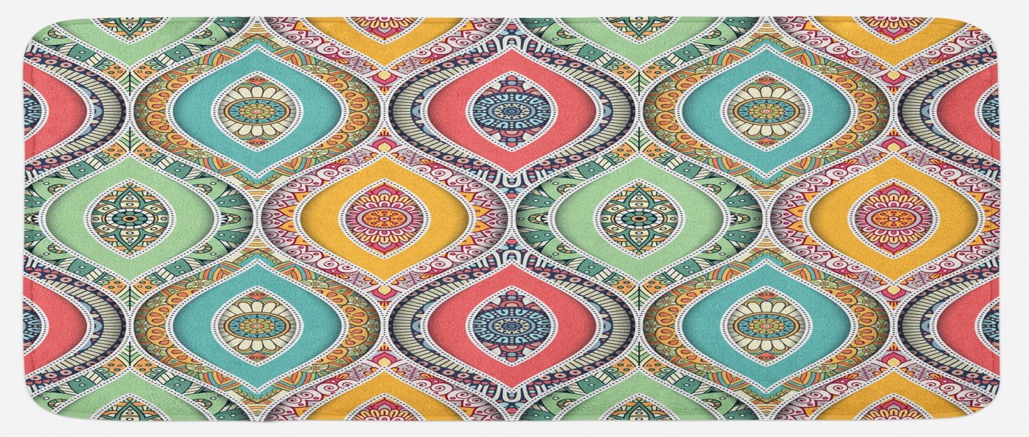 Traditional Kitchen Mat, Ornamental Middle Eastern Ottoman Persian ...