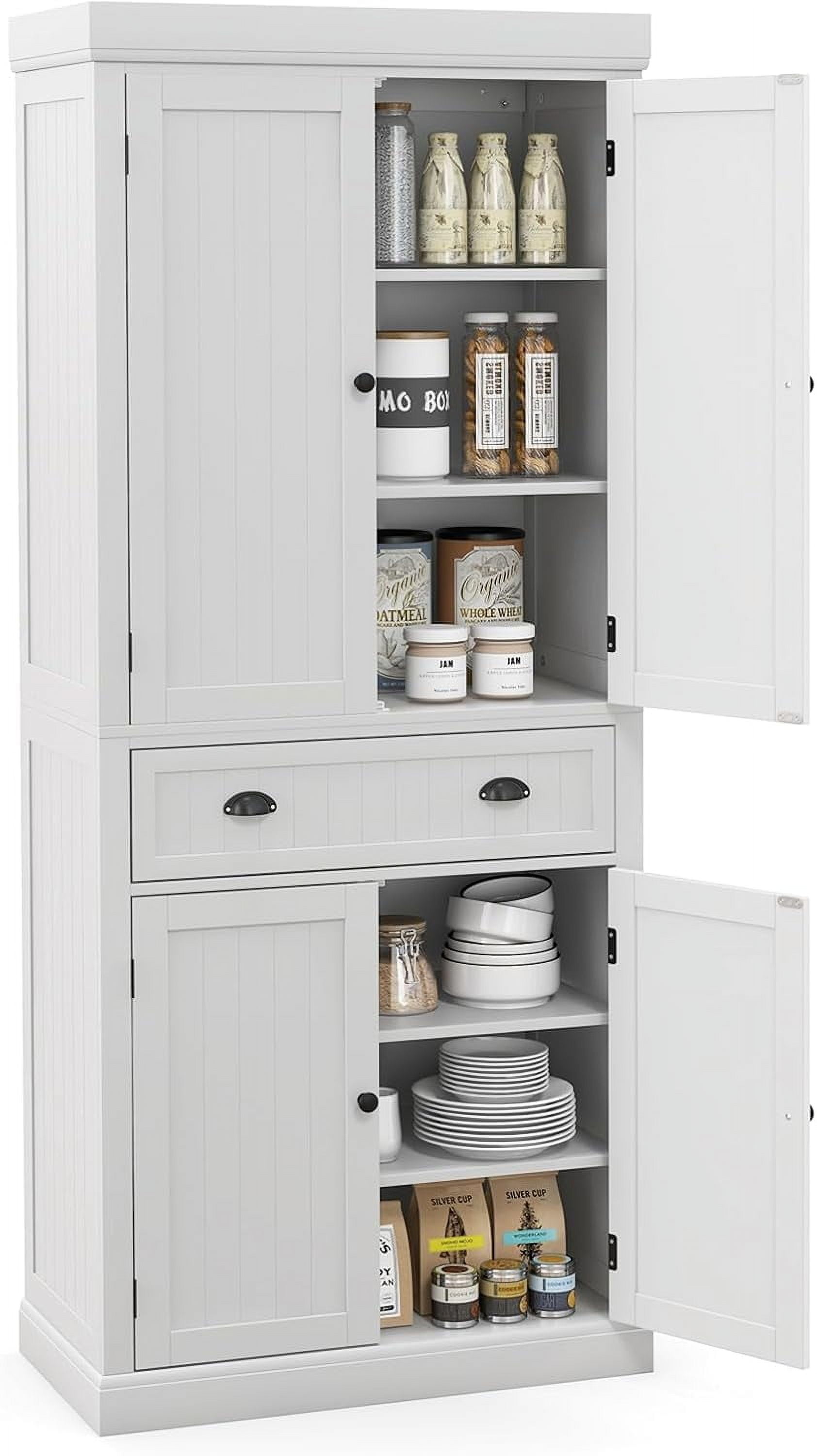 Traditional Kitchen Pantry Cabinet, Kitchen Cupboard with Double-Doors ...