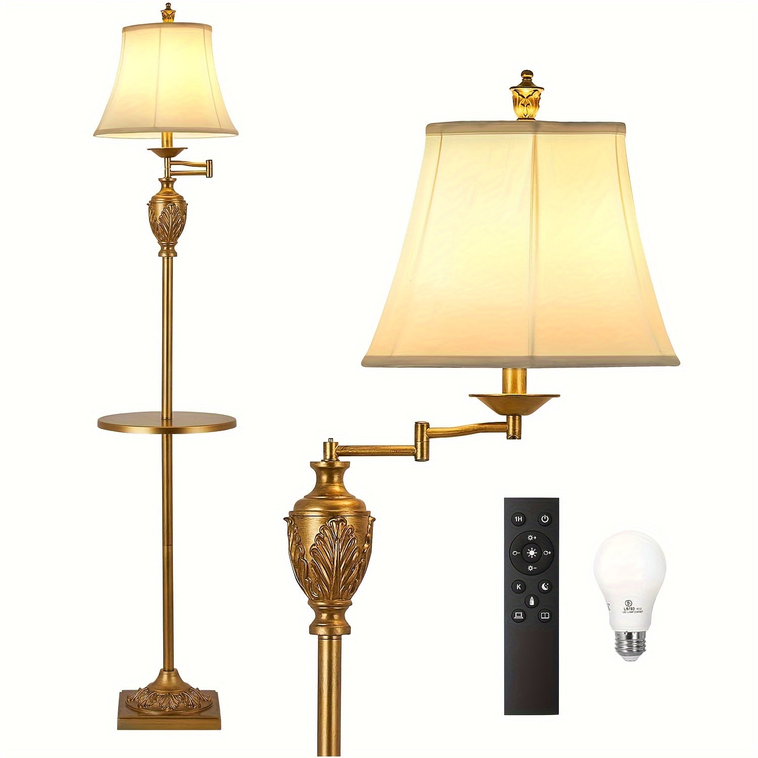 Traditional LED Floor Lamp With 350 ° Adjustable Swing Arm Light ...