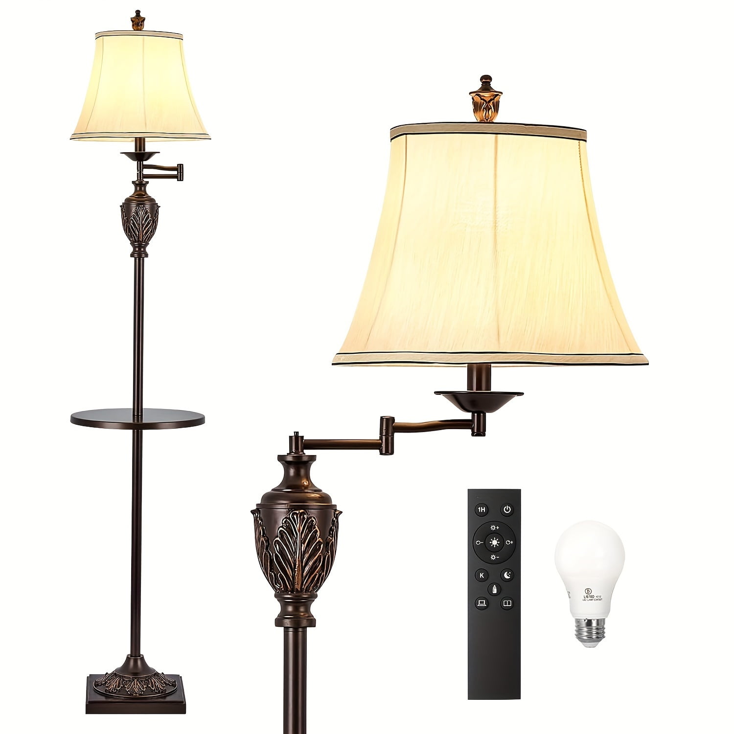 Traditional LED Floor Lamp With 350 ° Adjustable Swing Arm Light ...