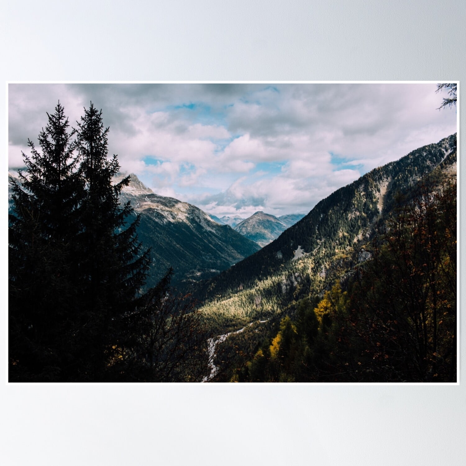 Traditional Landscape Natural Mountain Range Poster Wall Art, Modern ...