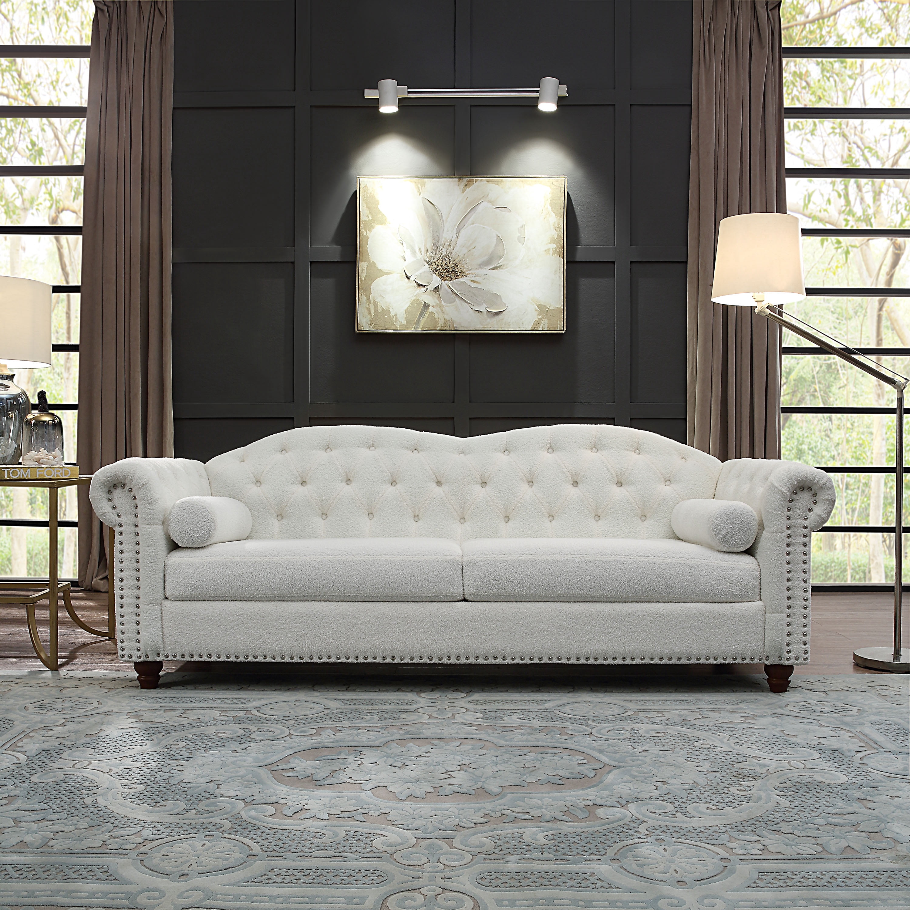 Traditional Living Room Sofa With Rolling Arm, High-tech Fabric Surface ...