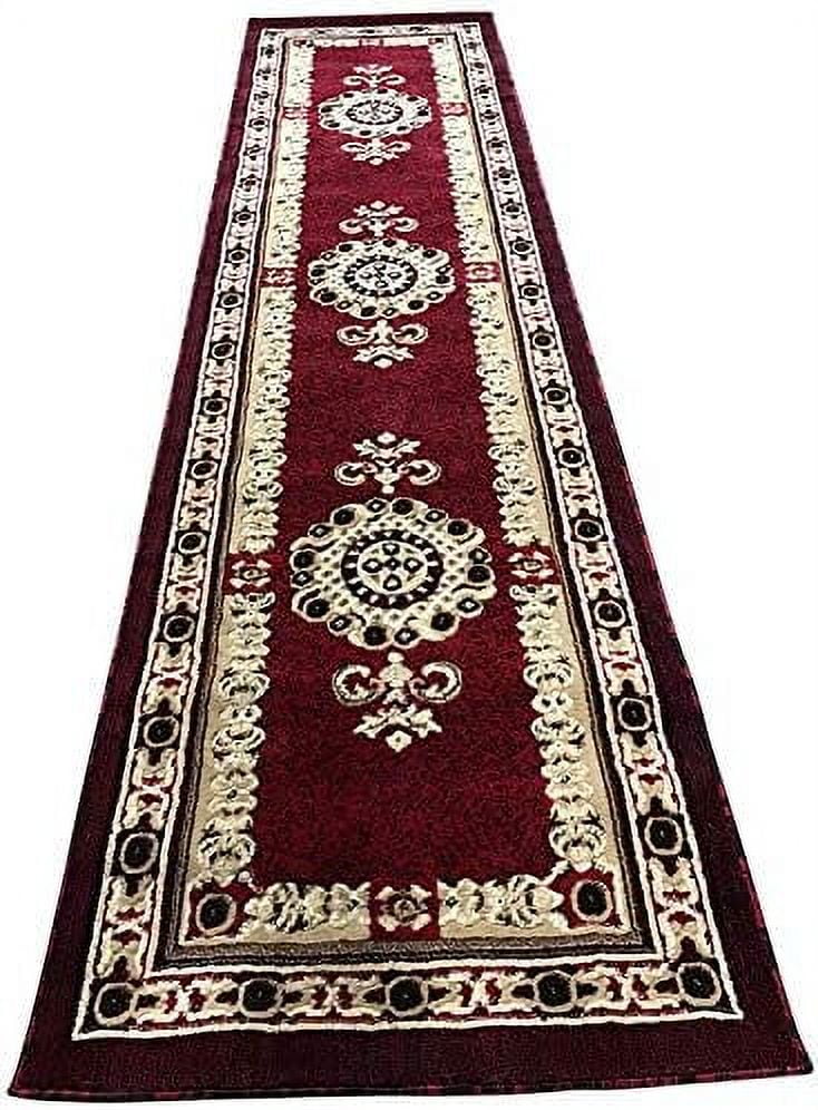 Traditional Long Runner Area Rug Red Design #121 (32 Inch X10 Feet ...