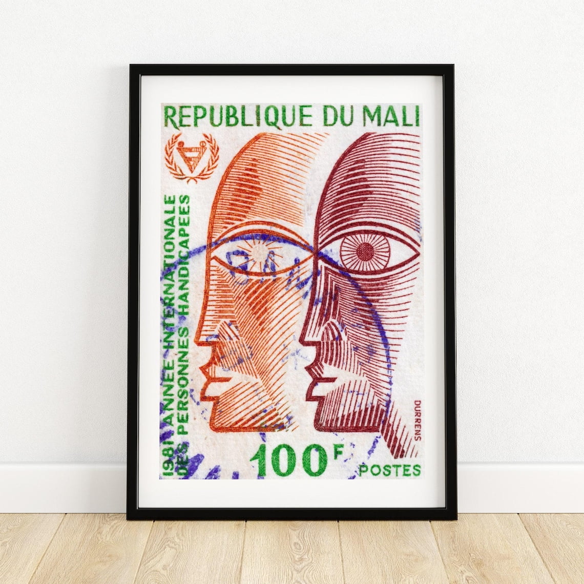 Traditional Mali Faces - Vintage Mali Art - Postage Stamp Print ...