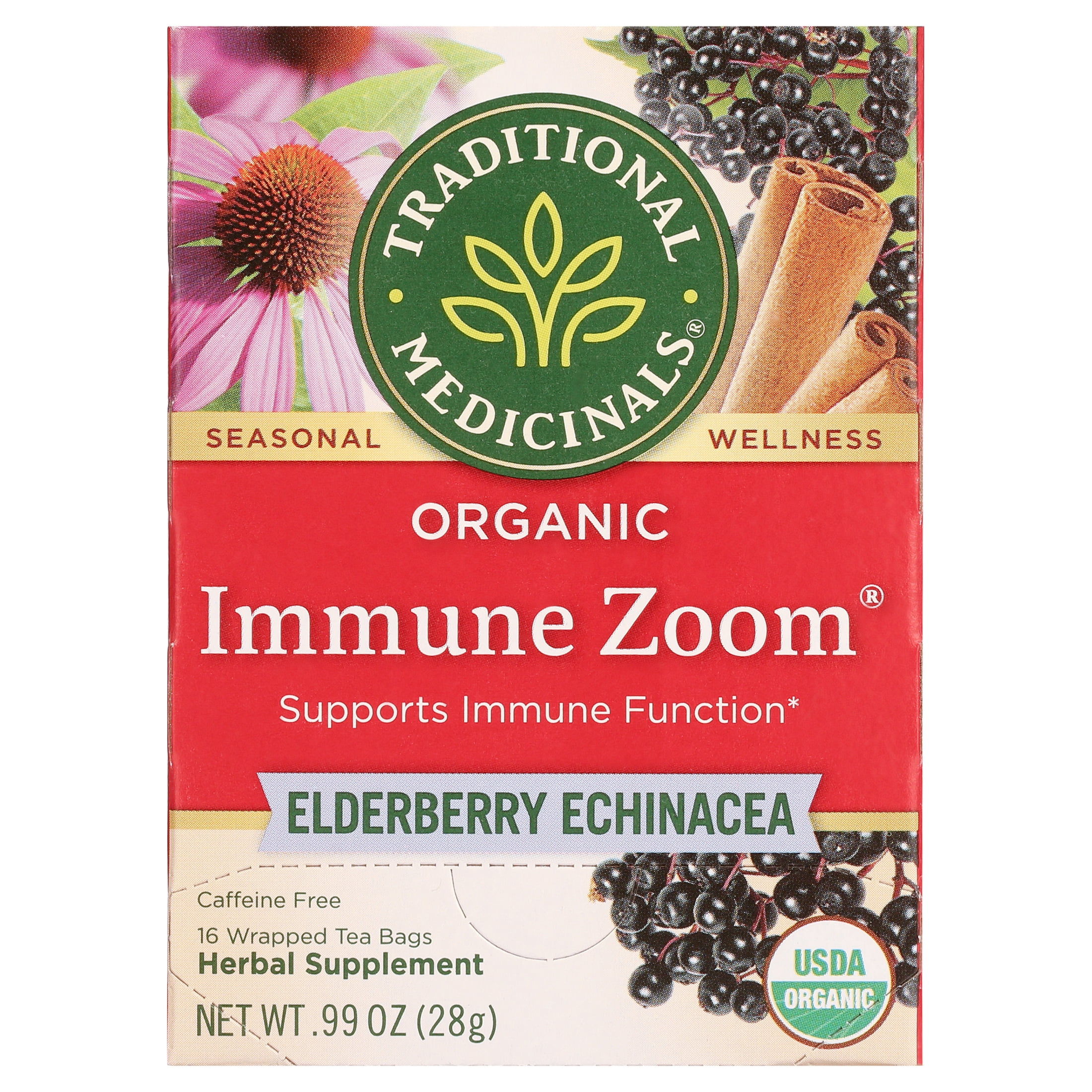 Traditional Medicinal Immune Zoom Elderberry Echinacea, Organic Tea ...