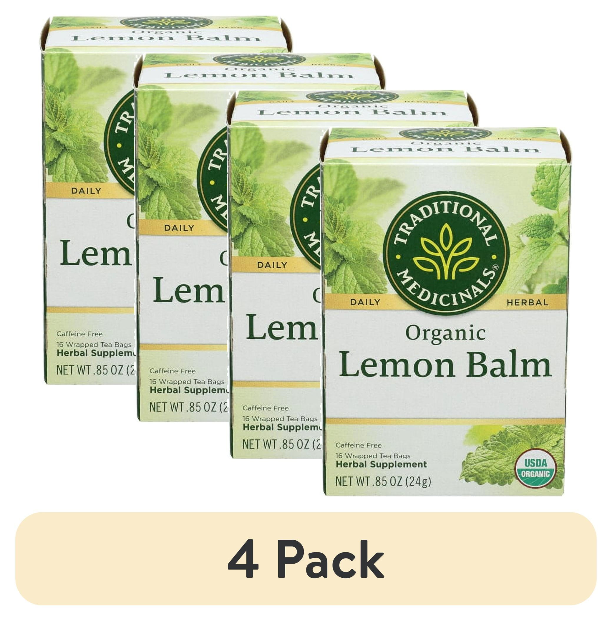 (4 pack) Traditional Medicinals, Organic Lemon Balm, Tea Bags, 16 Ct ...